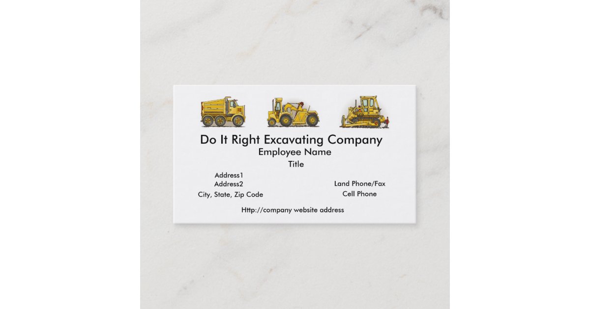 Earthmover Construction Busines Cards | Zazzle