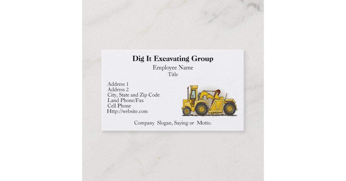 Earthmover Construction Business Cards | Zazzle