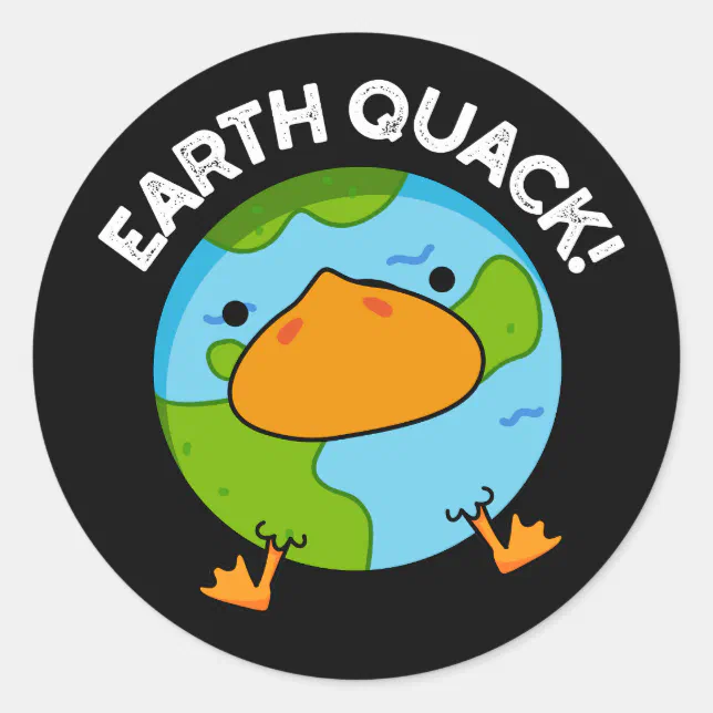 Earthquack Funny Earthquake Pun Dark BG Classic Round Sticker | Zazzle