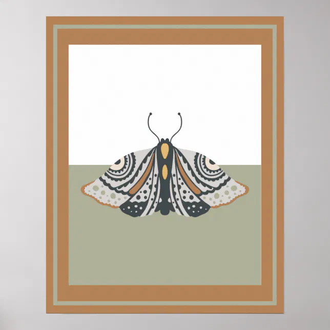 Earthtones Boho Butterfly Colorblock Poster | Zazzle