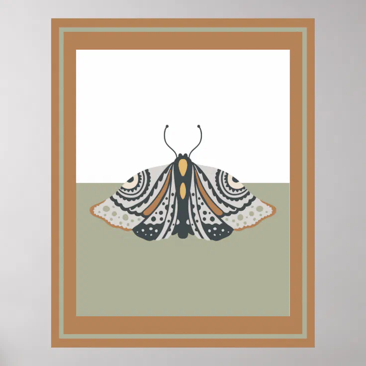 Earthtones Boho Butterfly Colorblock Poster | Zazzle