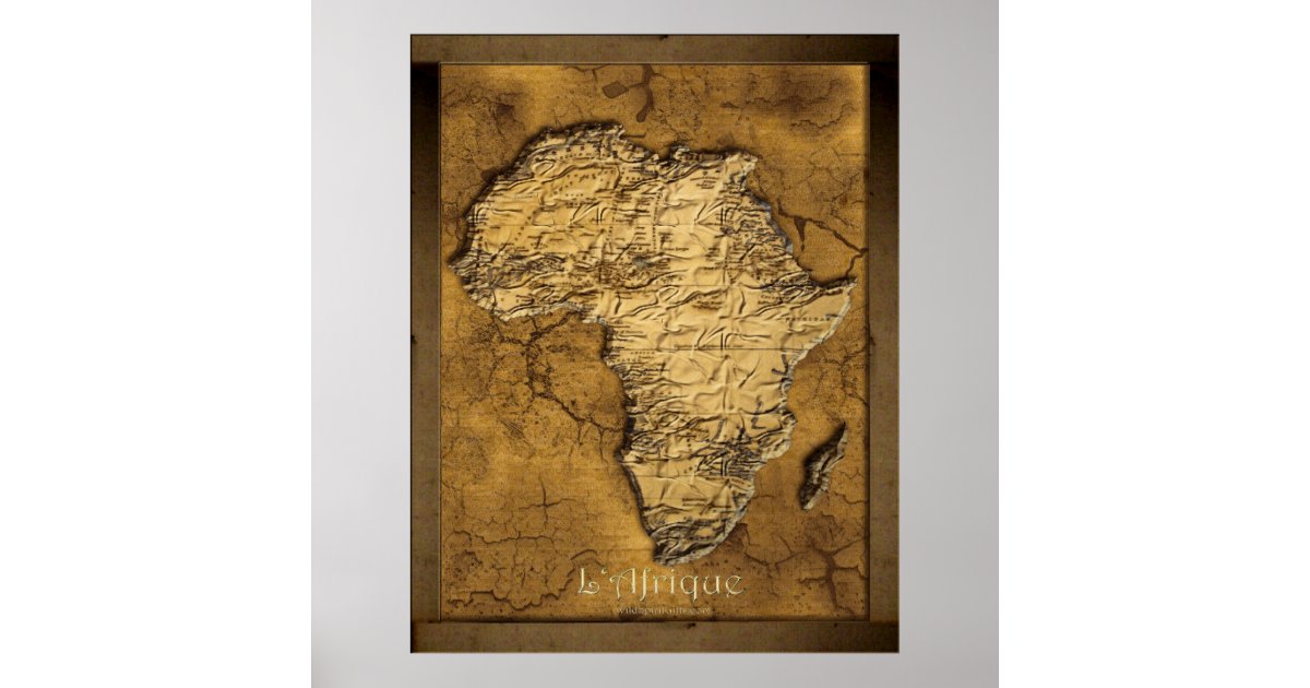 Earthy 2D Africa Map Art Poster | Zazzle