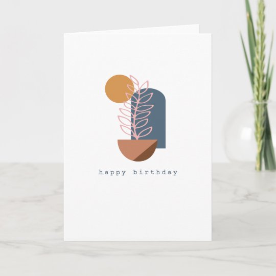Earthy Abstract Geometric Botanical Art Birthday Card | Zazzle.com