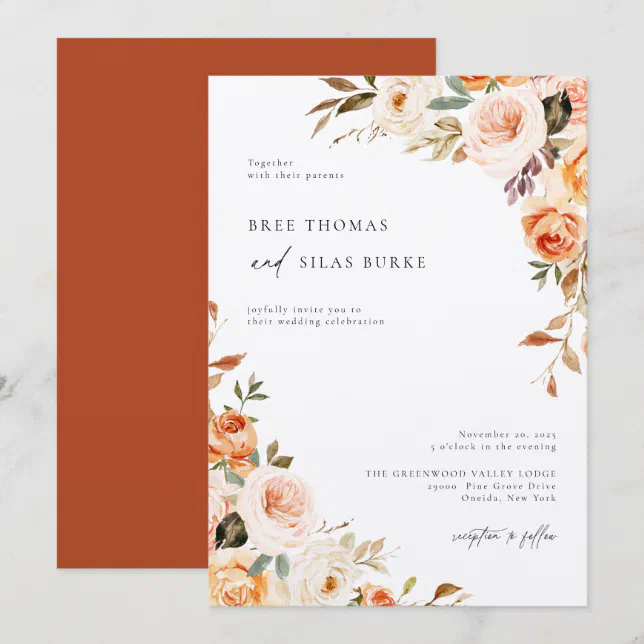 Earthy Autumn Botanical Floral Wedding Invitation | Zazzle