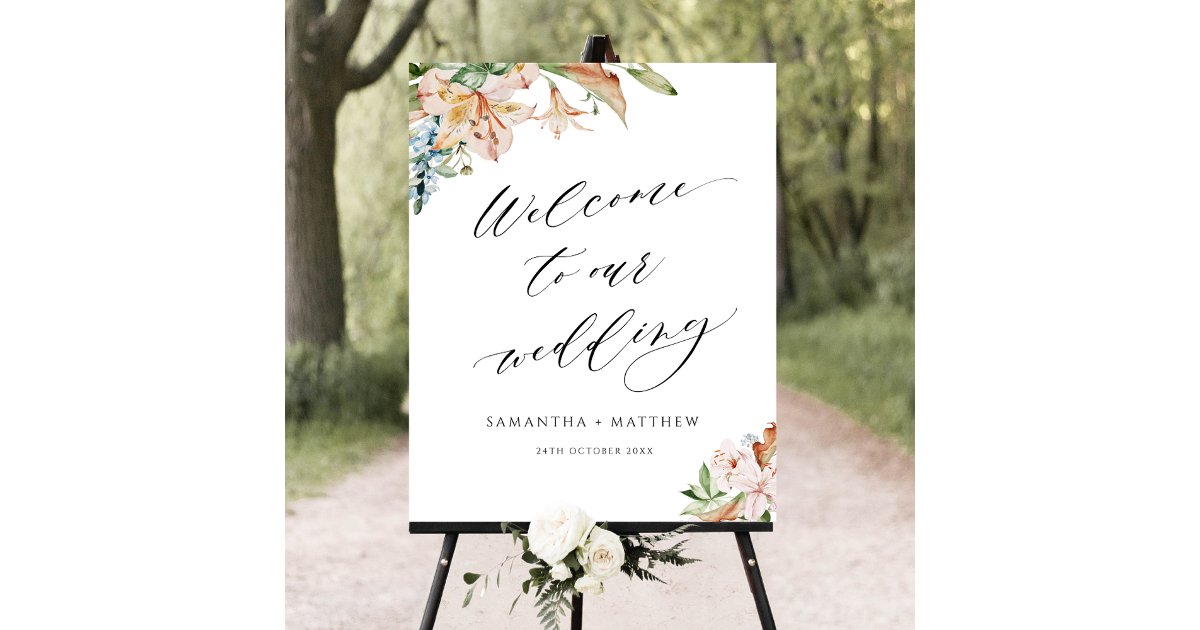 Earthy Blooms Wedding Welcome Sign | Zazzle