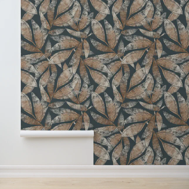 Earthy Bohemian Leaves Wallpaper | Zazzle