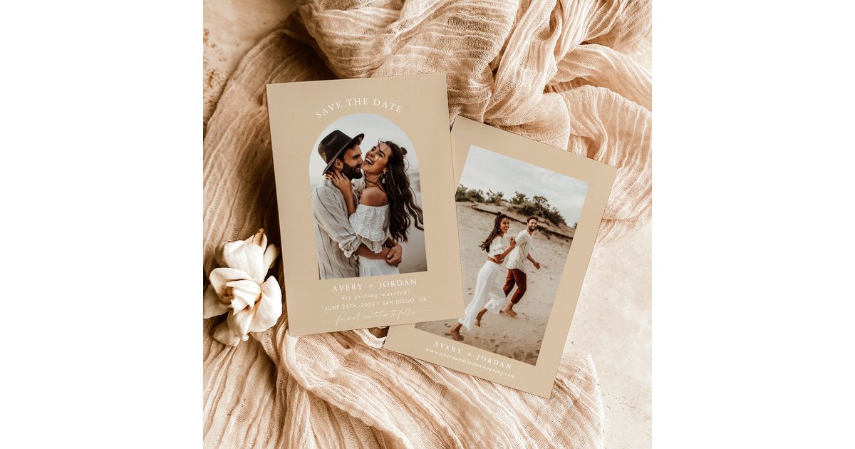 Earthy Boho Photo Save The Dates Cards | Zazzle