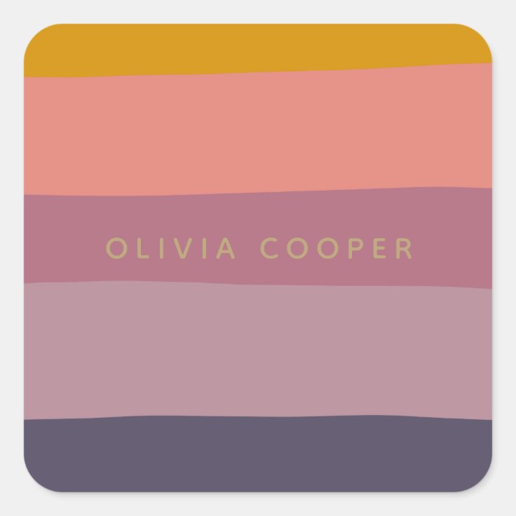 Earthy Color Block Shapes Purple Personalized Square Sticker | Zazzle