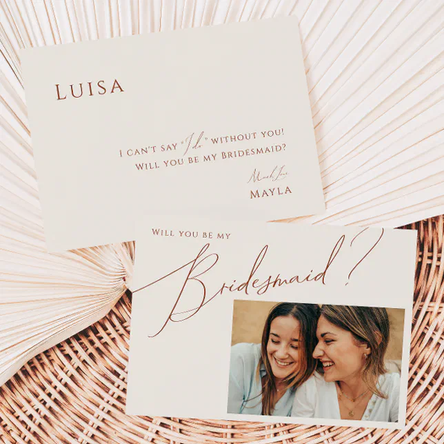 Earthy Desert Beige Photo Bridesmaid Proposal Card | Zazzle