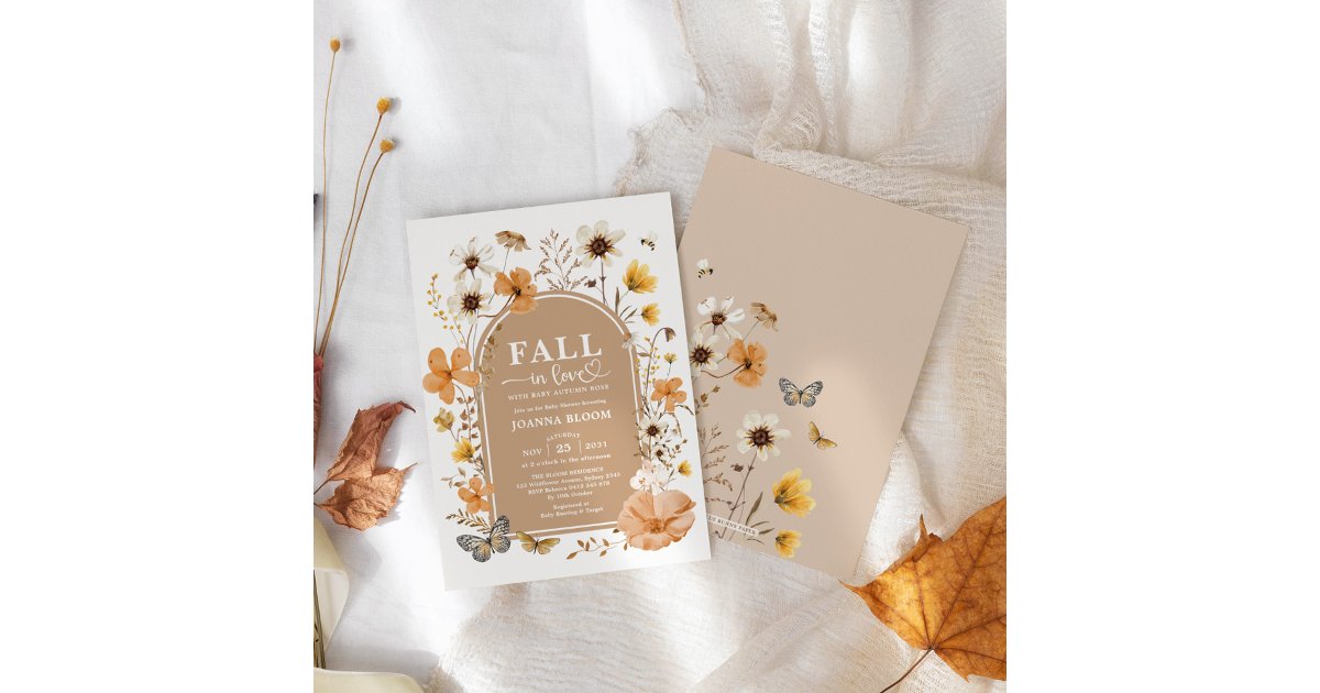 Earthy Fall Wildflower Baby Shower Invitation | Zazzle
