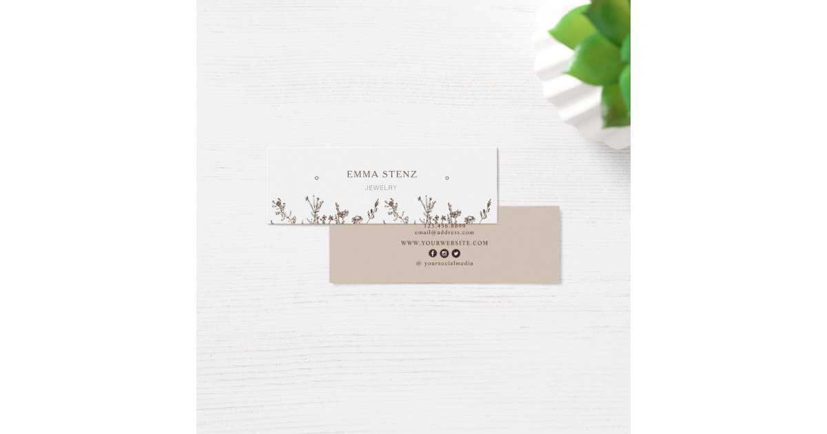 Earthy Floral • Earring Hoops Studs Display Card | Zazzle