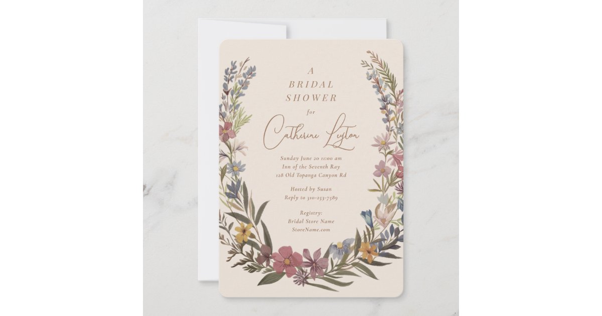 Earthy Floral Wreath Bridal Shower Invitation | Zazzle