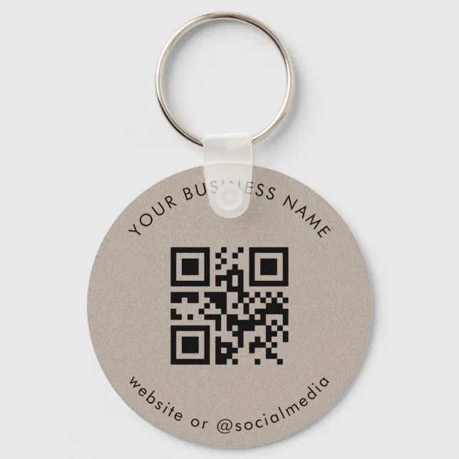 Earthy Kraft Your Custom Business Qr Code Scan Keychain | Zazzle