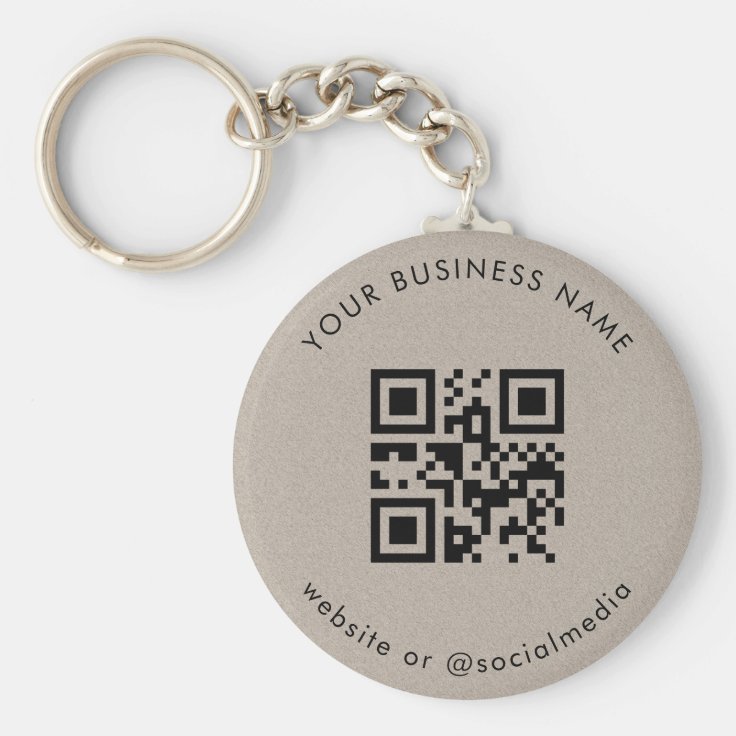 Earthy Kraft Your Custom Business Qr Code Scan Keychain | Zazzle