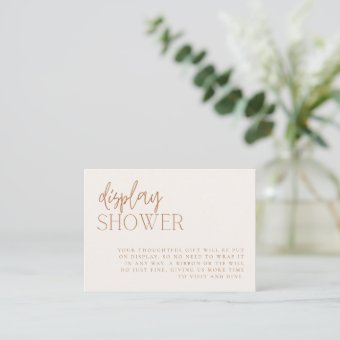Earthy Minimal Bridal Shower Display Shower Enclosure Card | Zazzle