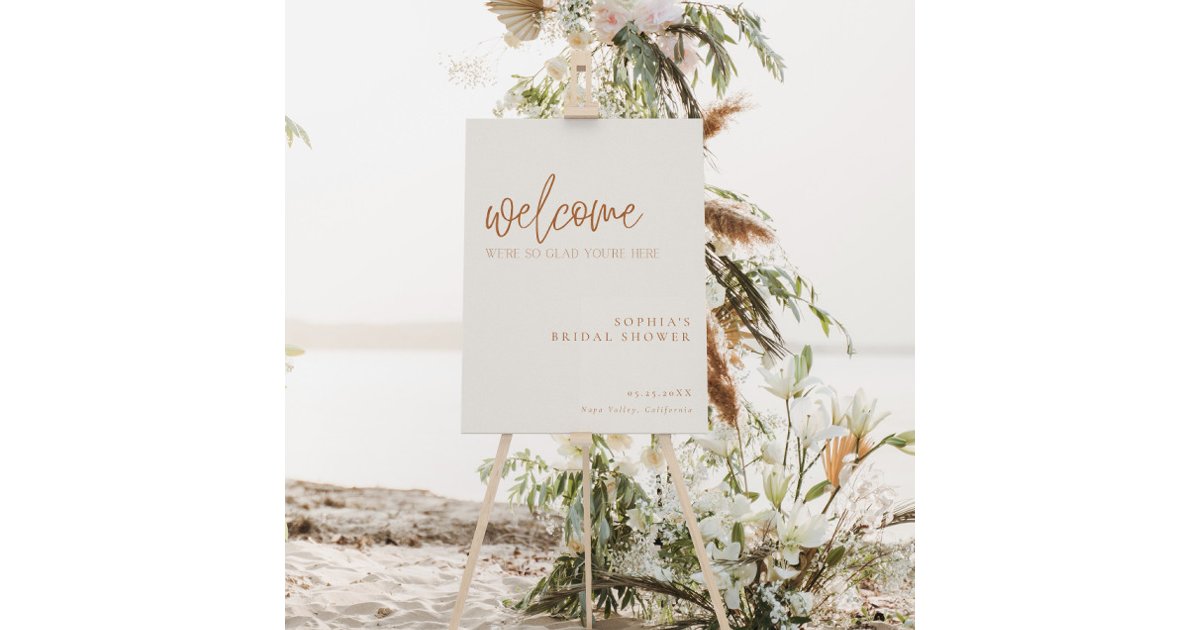 Earthy Minimal Bridal Shower Welcome Sign | Zazzle