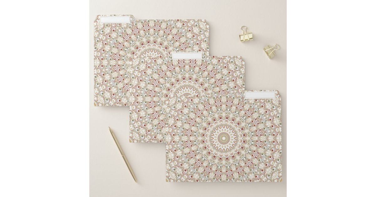Earthy Taupe and Rust Mandala Pattern File Folder | Zazzle