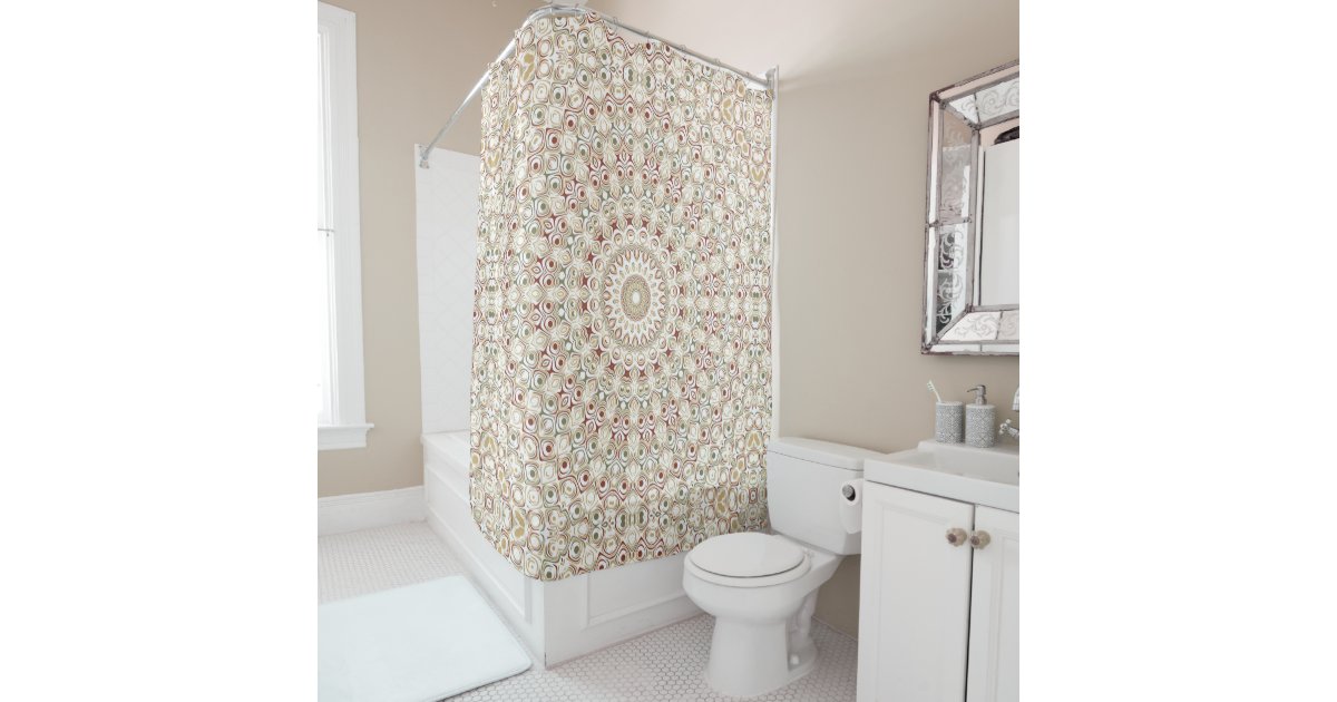 Earthy Taupe and Rust Mandala Pattern Shower Curtain | Zazzle