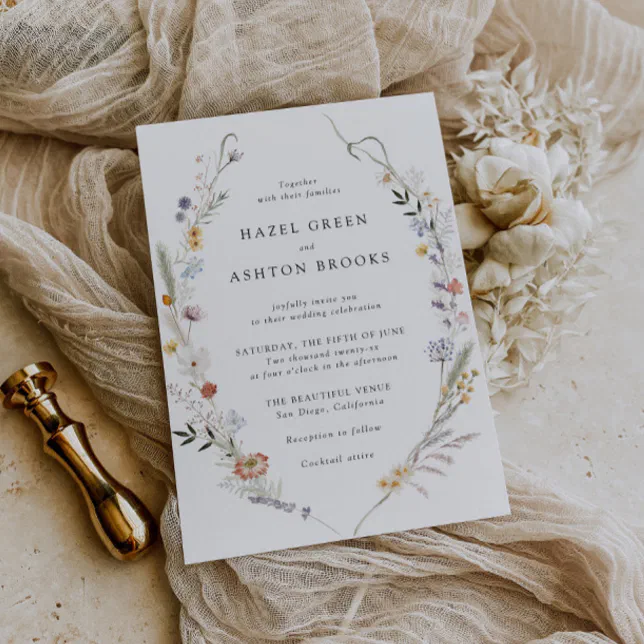Earthy Wildflower Wedding Invitation | Zazzle