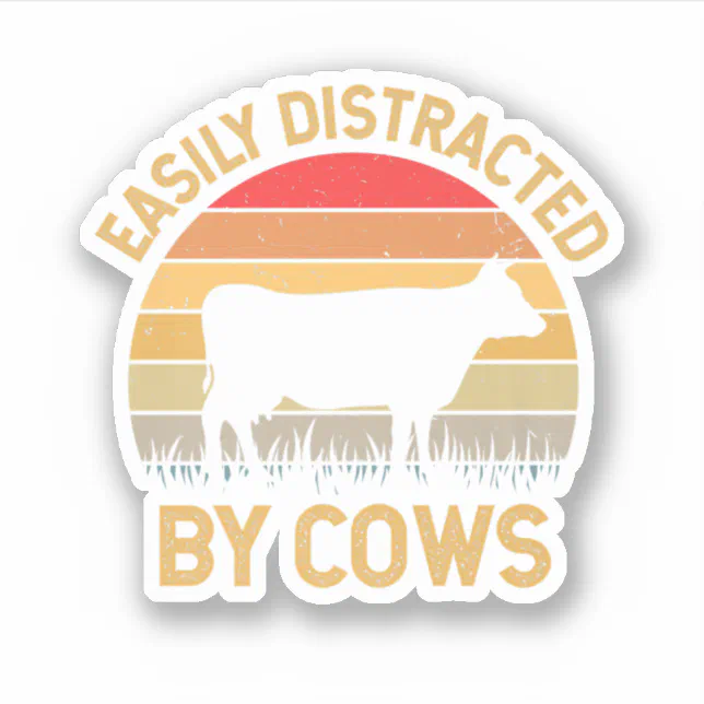 Easily Distracted By Cows Farming Fan. Perfect des Sticker | Zazzle