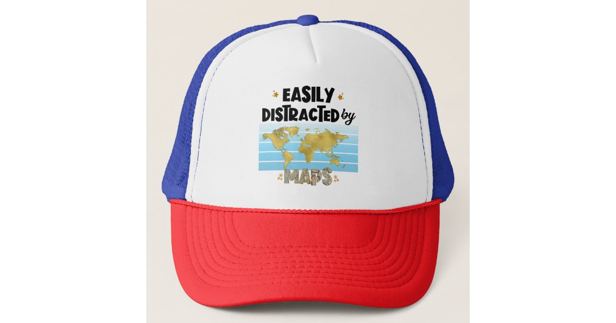 Easily Distracted Map Geography Cartography Lovers Trucker Hat | Zazzle