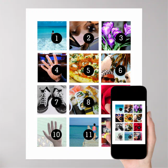 Easily Make Your Own Photo Art with 12 images Poster | Zazzle