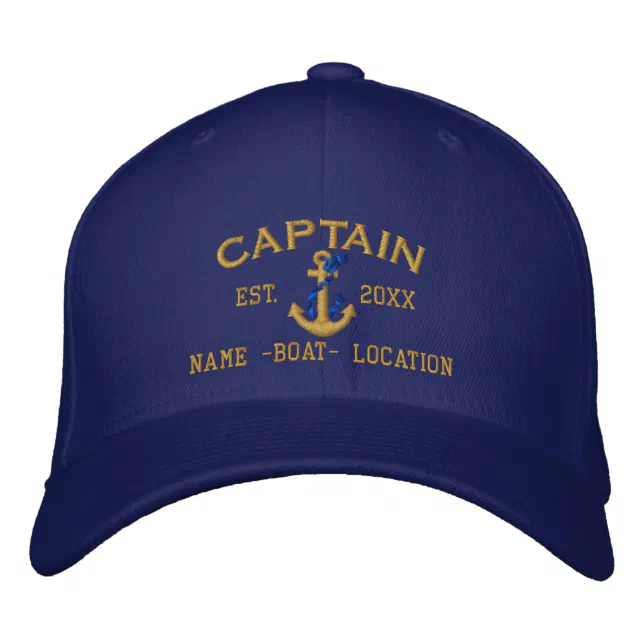 Easily Personalize a Stylish Captain Rope Anchor Embroidered Baseball ...