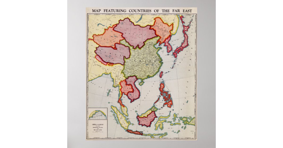 East AsiaPanoramic MapEast Asia Poster | Zazzle