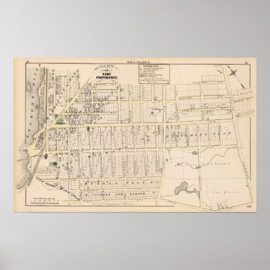 East Providence Rhode Island Map Poster | Zazzle.com