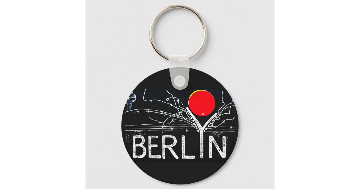 East Side Gallery, Berlin Wall, Barbed Wire/Red Su Keychain | Zazzle