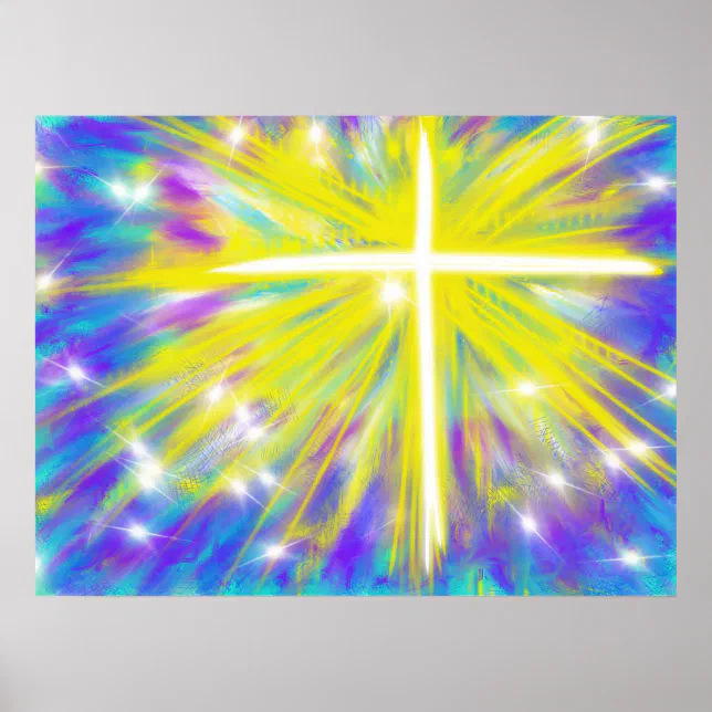 Easter abstract resurrection cross poster | Zazzle