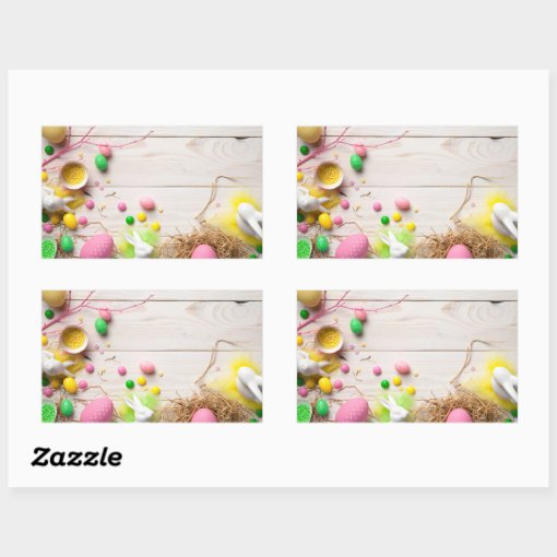 Easter Background with Easter Eggs Rectangular Sticker | Zazzle