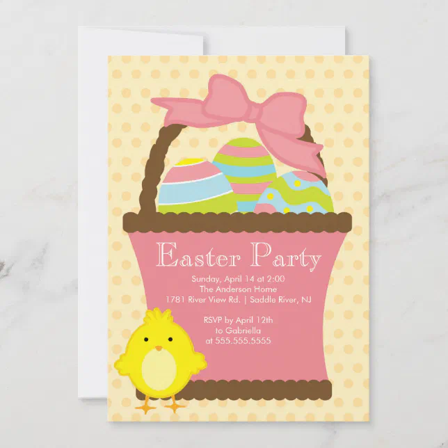 Easter Basket Chick Easter Party Invitation | Zazzle