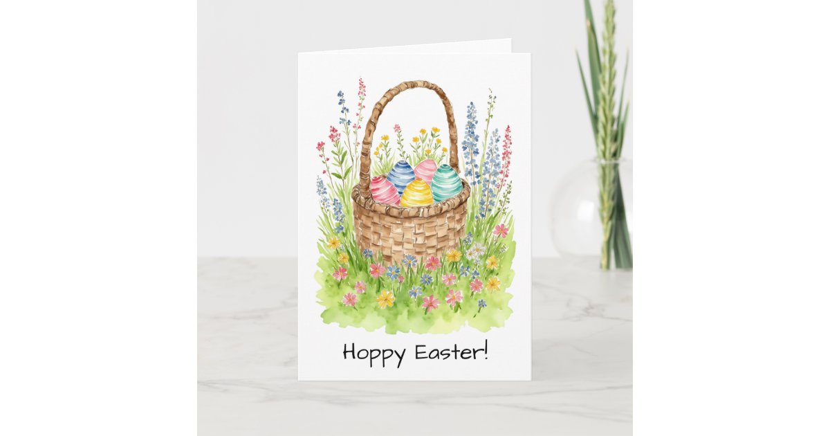 Easter Basket Watercolor Thank You Card | Zazzle