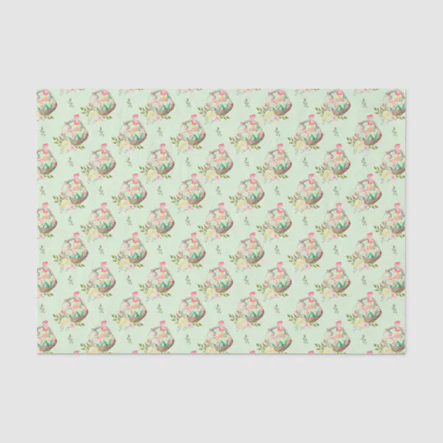Easter Baskets on Light Green Background Tissue Paper | Zazzle