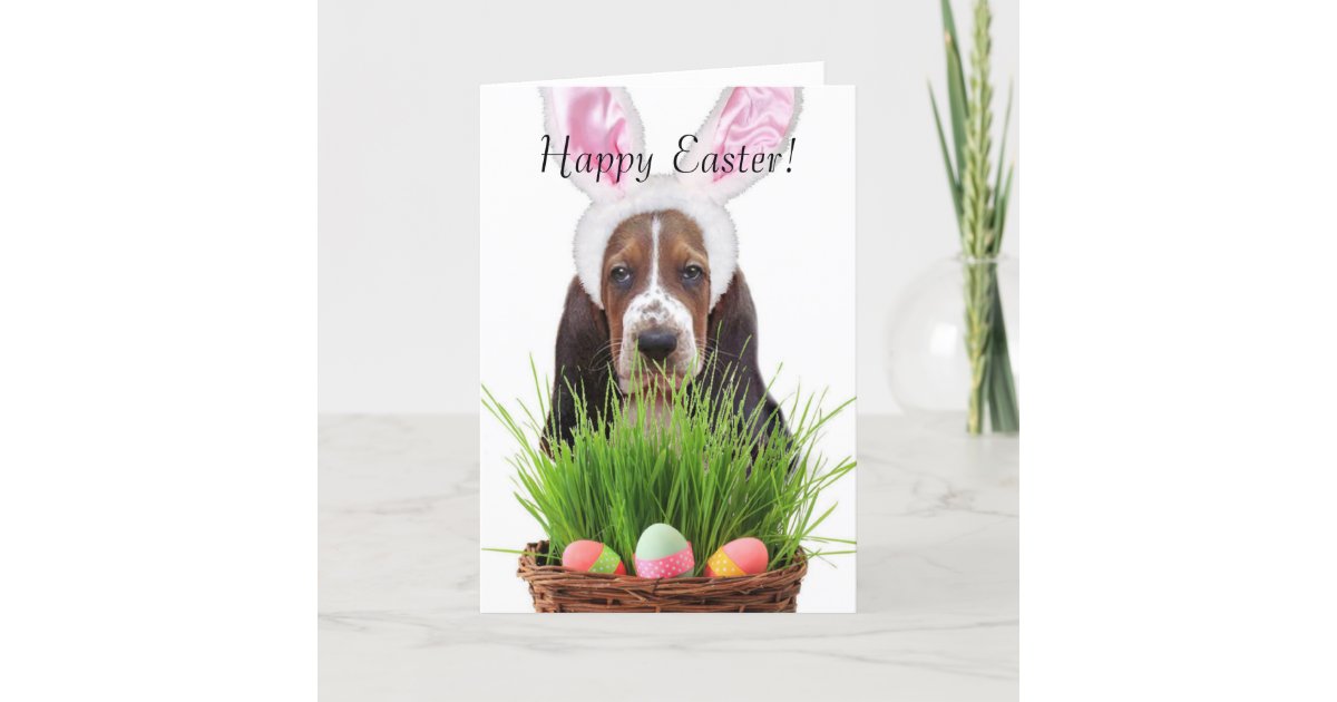 Easter Basset Hound Holiday Card | Zazzle