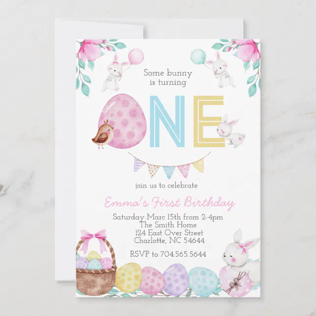 Easter birthday invitation, Bunny birthday Invitation | Zazzle