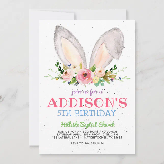 Easter Birthday Invitation, Easter Bunny Birthday, Invitation | Zazzle