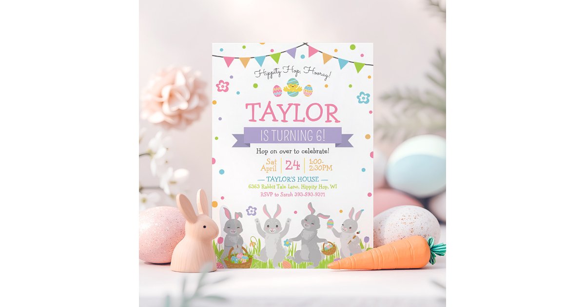 Easter Birthday Invitation, Easter Bunny Invitation | Zazzle