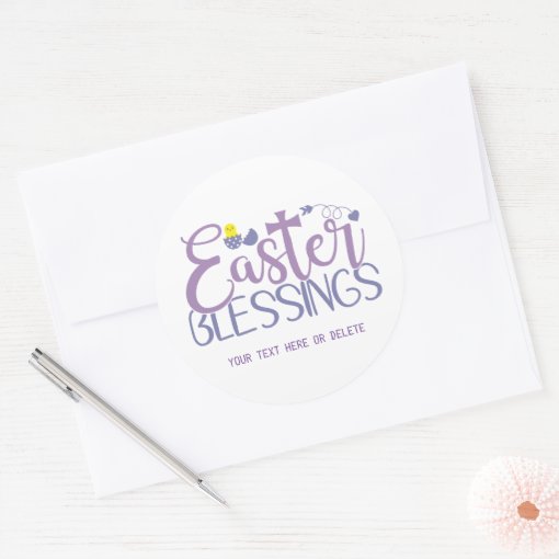 Easter Blessings, elegant typography Classic Round Sticker | Zazzle
