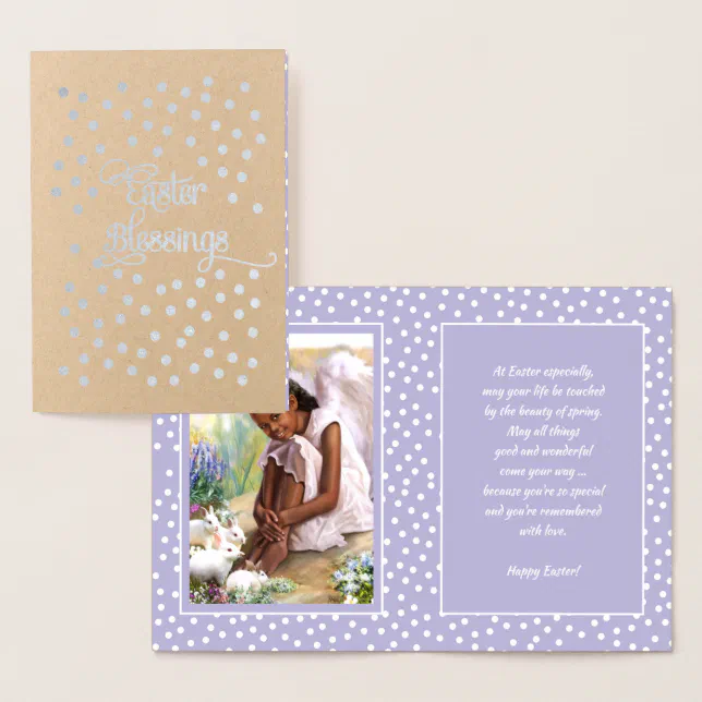 Easter Blessings. Little African American Angel Foil Card | Zazzle