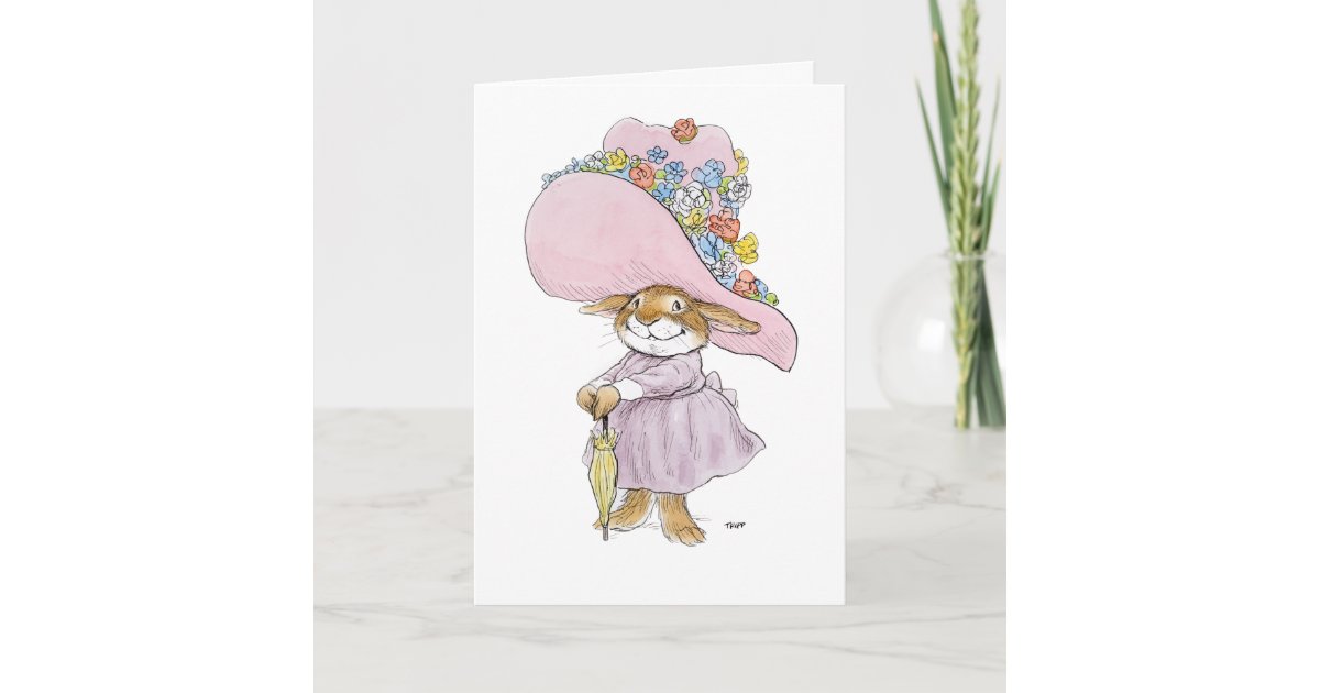 Easter Bonnet Bunny Card | Zazzle