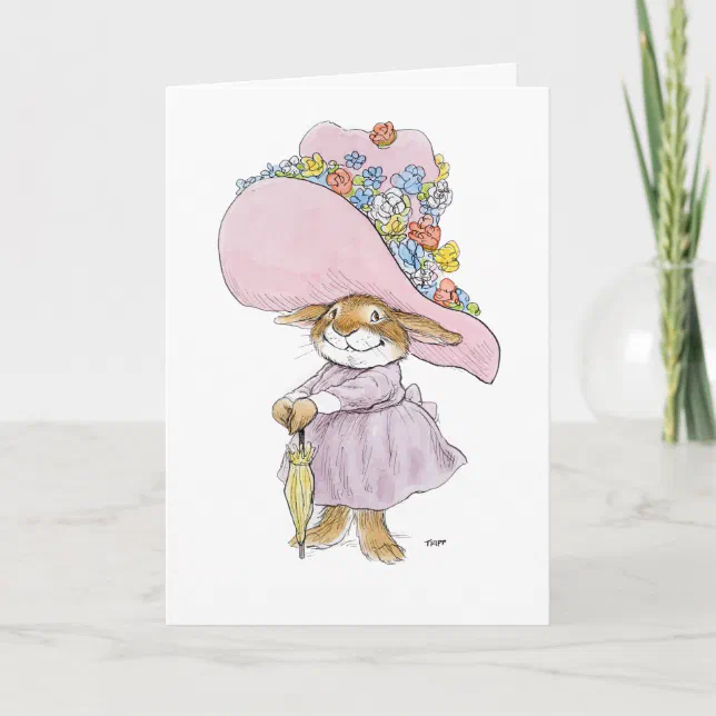 Easter Bonnet Bunny Card | Zazzle