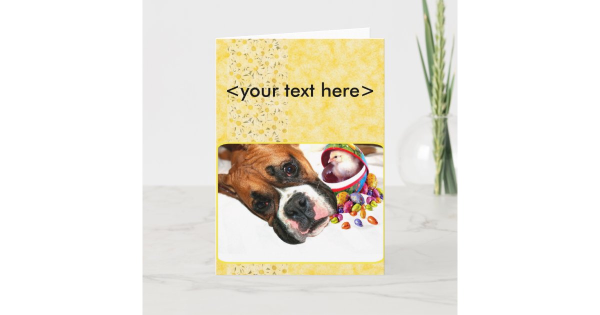 Easter Boxer puppy and Chick greeting card | Zazzle