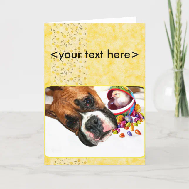 Easter Boxer puppy and Chick greeting card | Zazzle
