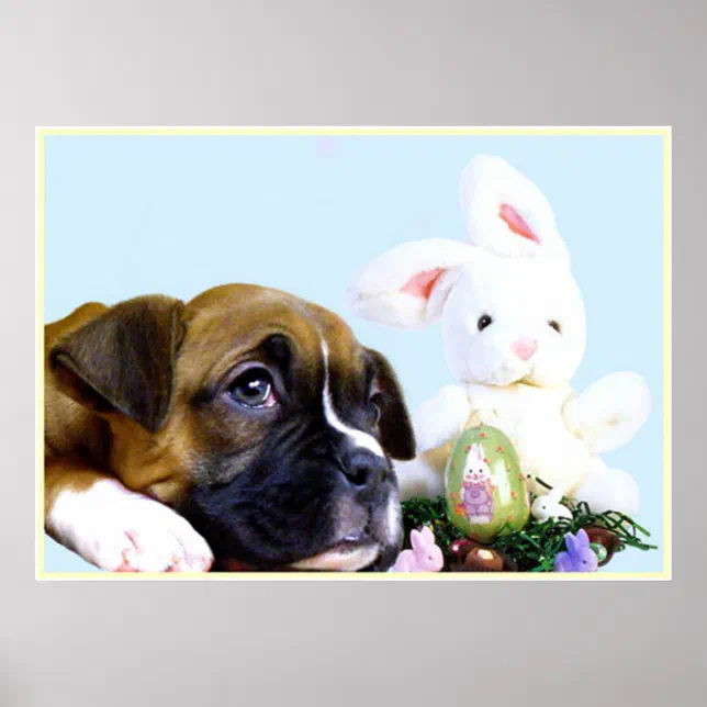 Easter boxer puppy poster | Zazzle