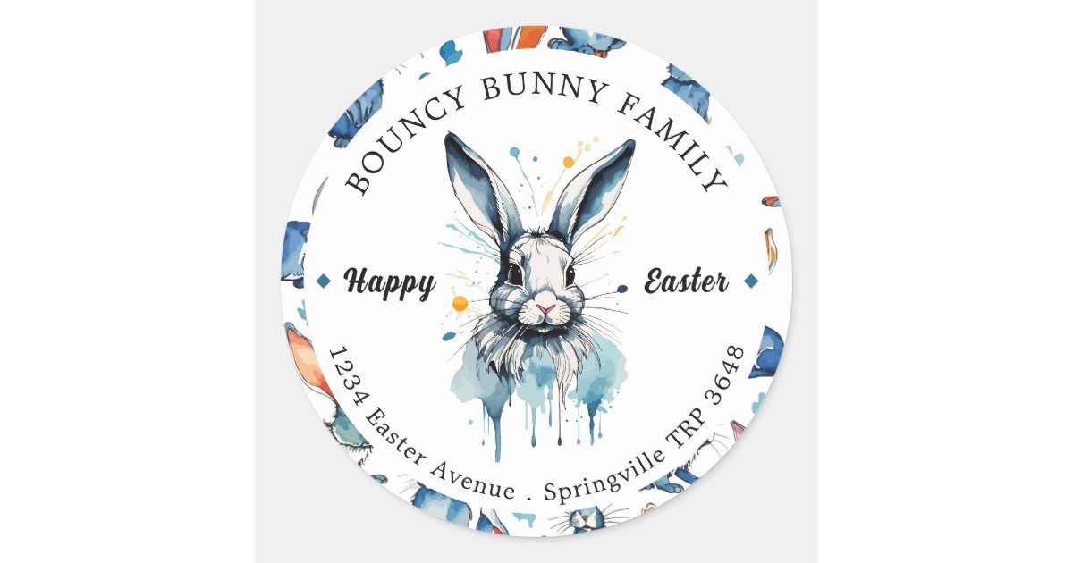 Easter Brunch & Egg Hunt | Water color Bunny Classic Round Sticker | Zazzle