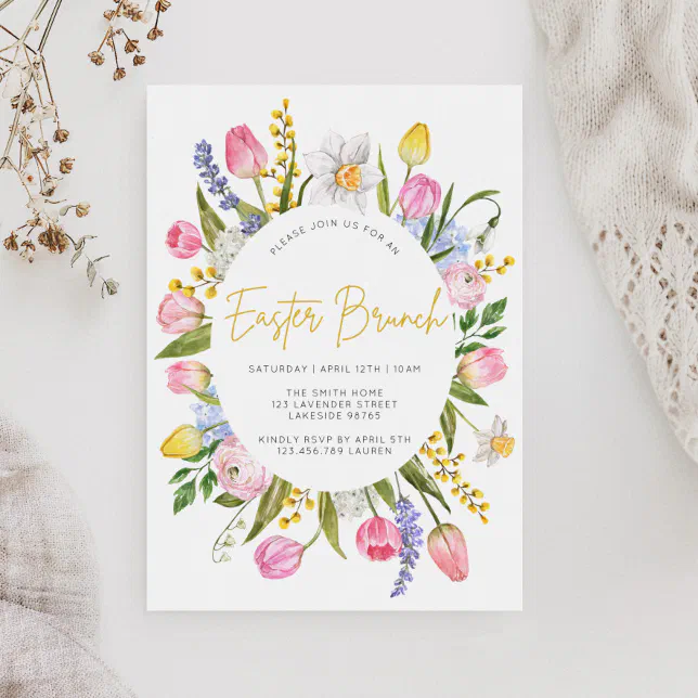 Easter Brunch Spring Floral Invitation | Zazzle