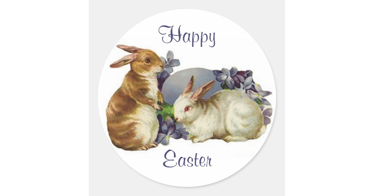 Easter Bunnies Classic Round Sticker | Zazzle