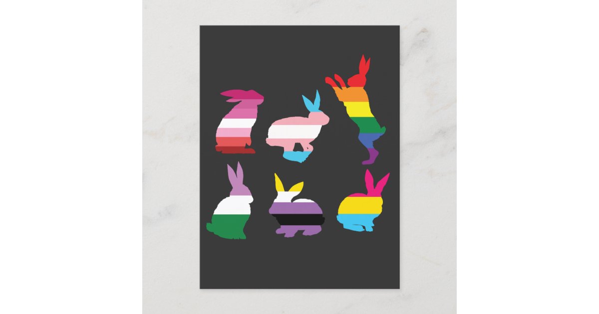 Easter Bunnies LGBTQ Pride Rainbow Rabbit Gift Invitation Postcard | Zazzle